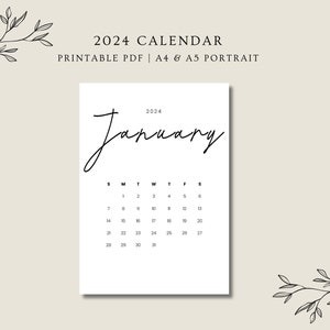 2024 Calendar Printable Calendar 2024 Monthly Calendar 2024 Portrait ...