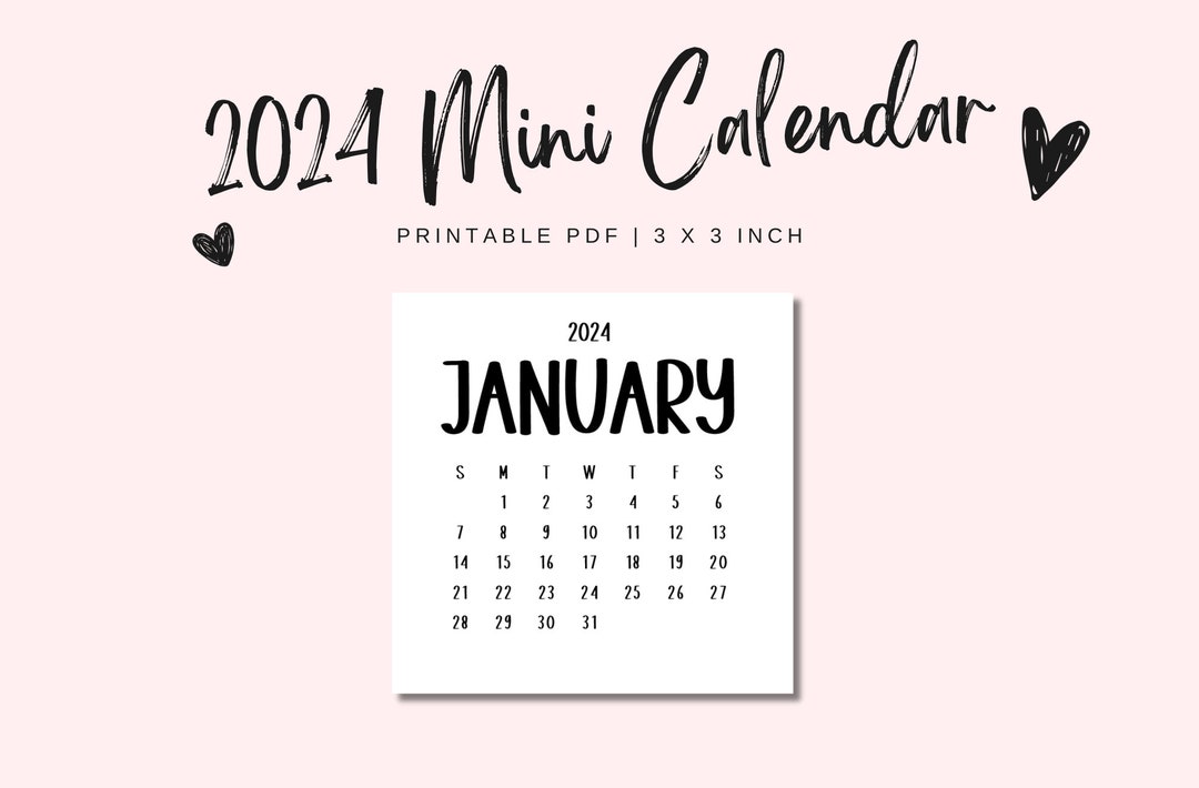 Mini Calendar 2024 Monthly Calendar 2024 3x3 Minimalist Simple - Etsy