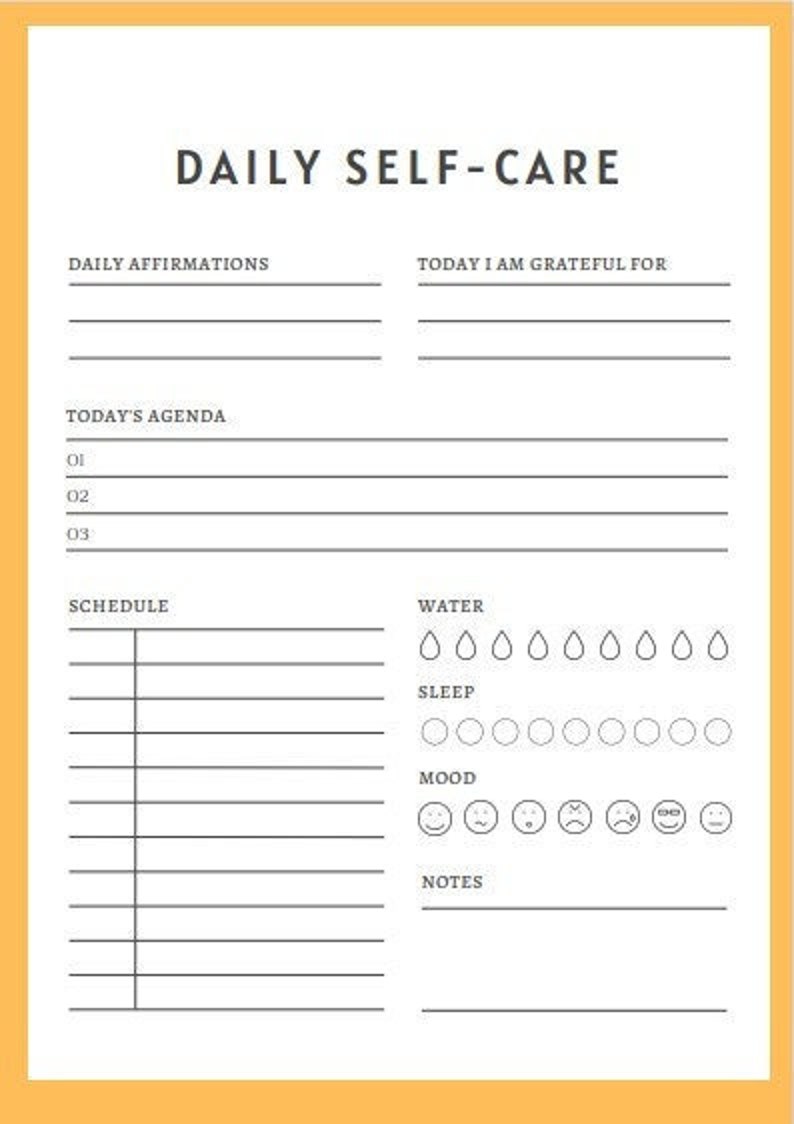 Daily Self Care - Printable - Etsy