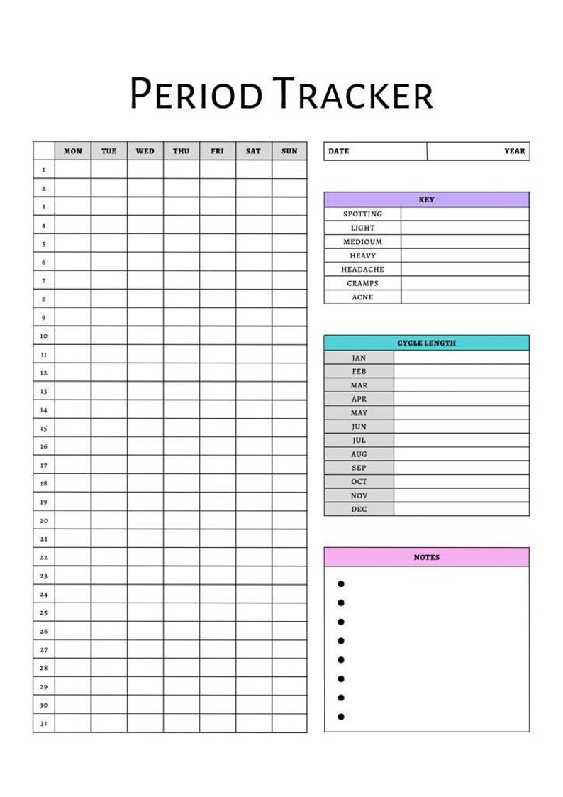 Period Tracker - Printable - Etsy
