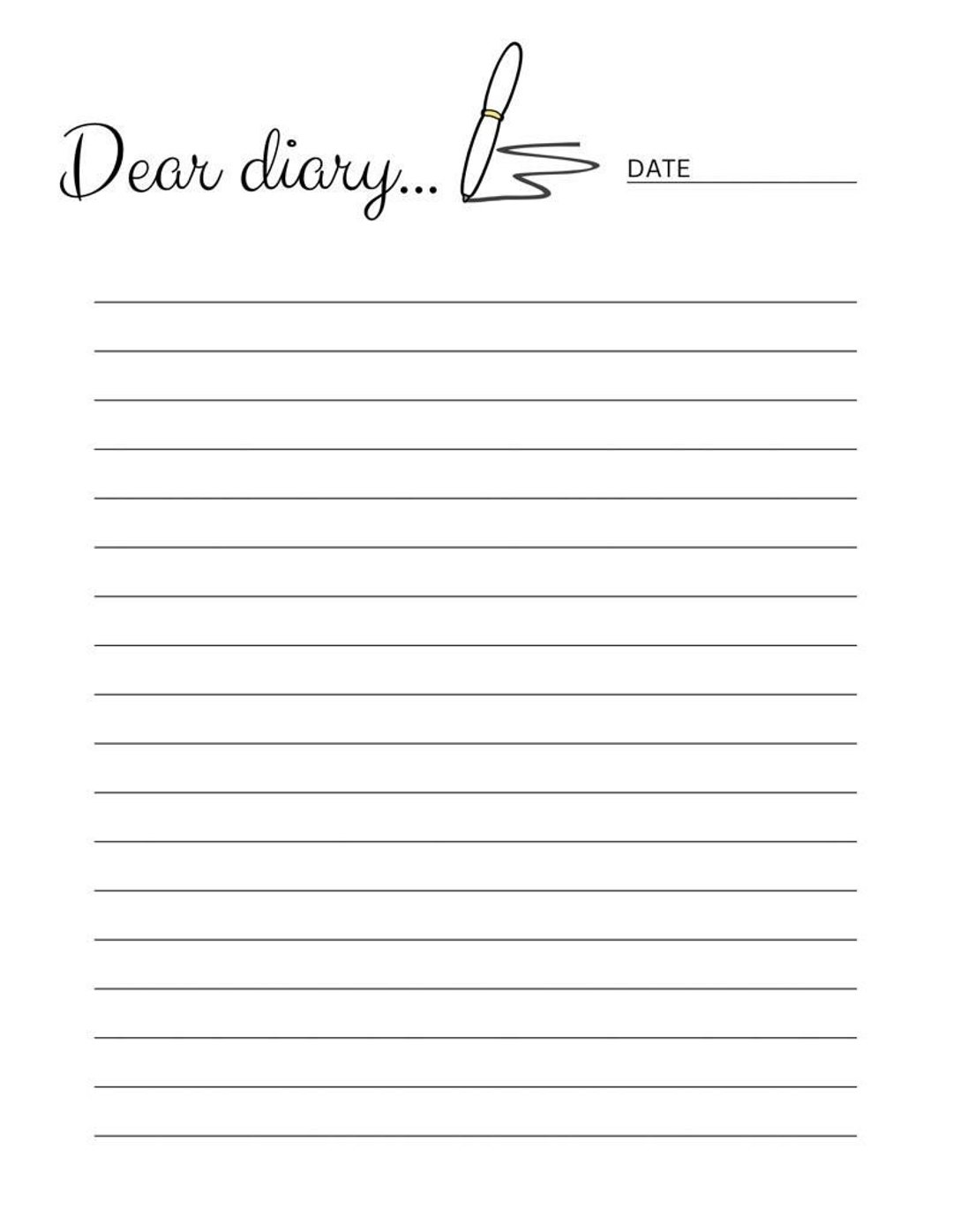 Dear Diary Printable Page - Etsy