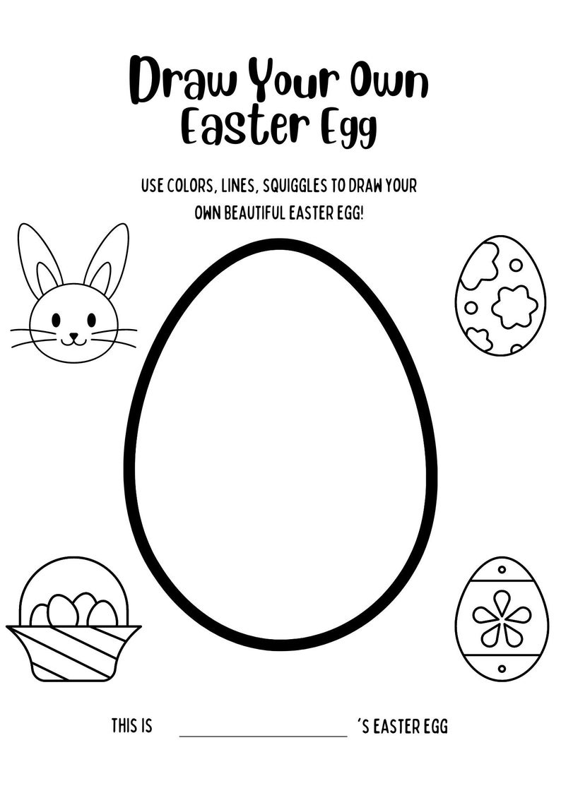 Draw Your Own Easter Egg Colouring Page - Etsy
