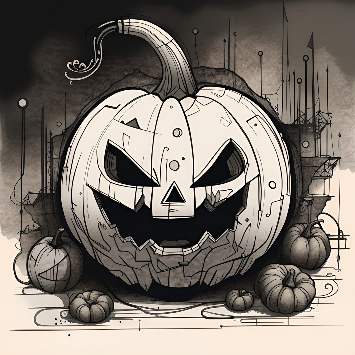 Dibujos Para Colorear De Calabazas De Halloween - Etsy