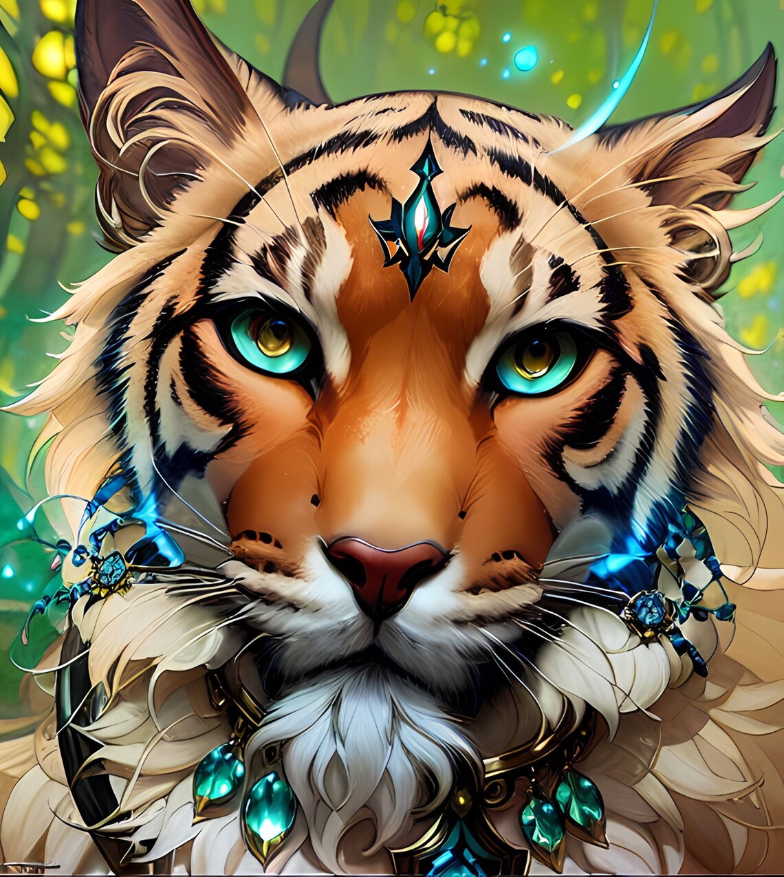 Emerald Tiger Wall Art (printable) - Etsy