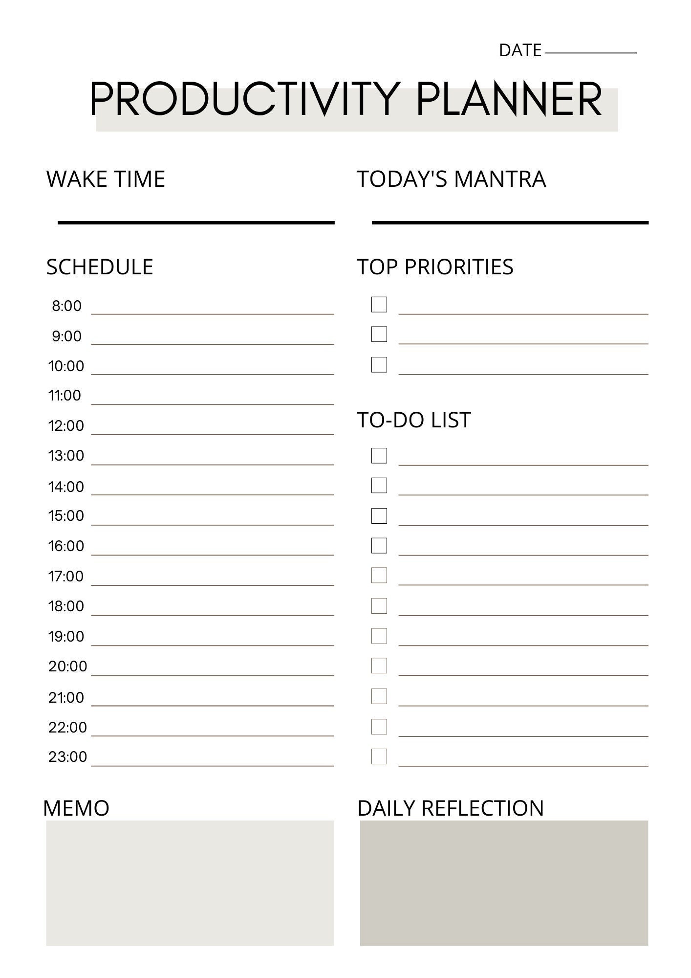 Productivity Planner - Printable - Etsy