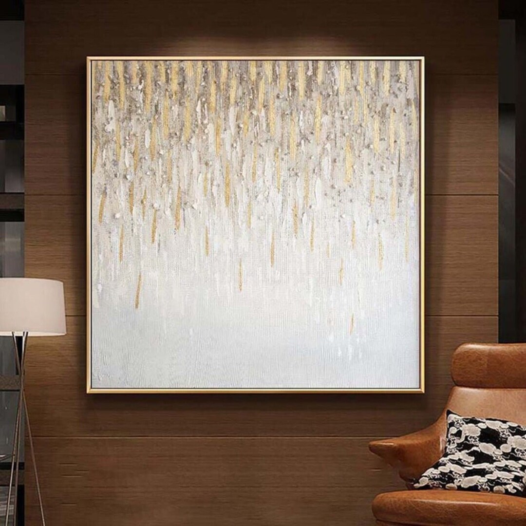 Gilded Drizzle: Nordic-inspired Textured Art With Gold Foil, Modern ...