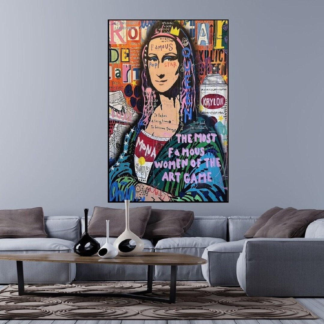 Iconic Mona, Famous Mona Lisa in Graffiti Style, Hand-painted Pop Art ...