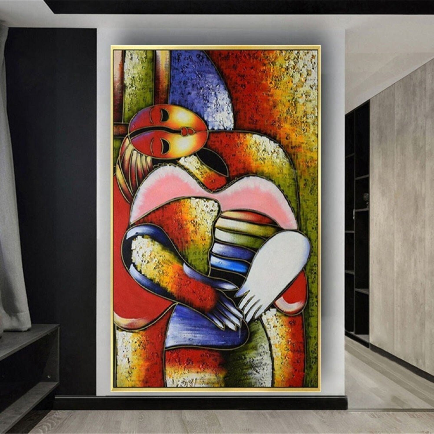Picasso-inspired Abstract, Hand Painted Oil Art, Vibrant Cubist ...