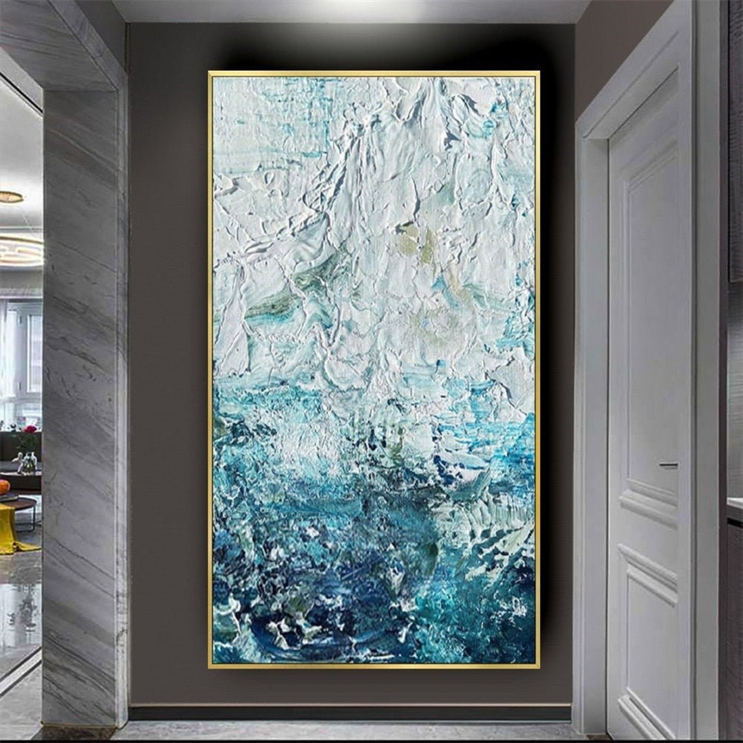 Serene Seascapes: Textured Ocean Wave Impasto, Hand Painted Canvas Art ...