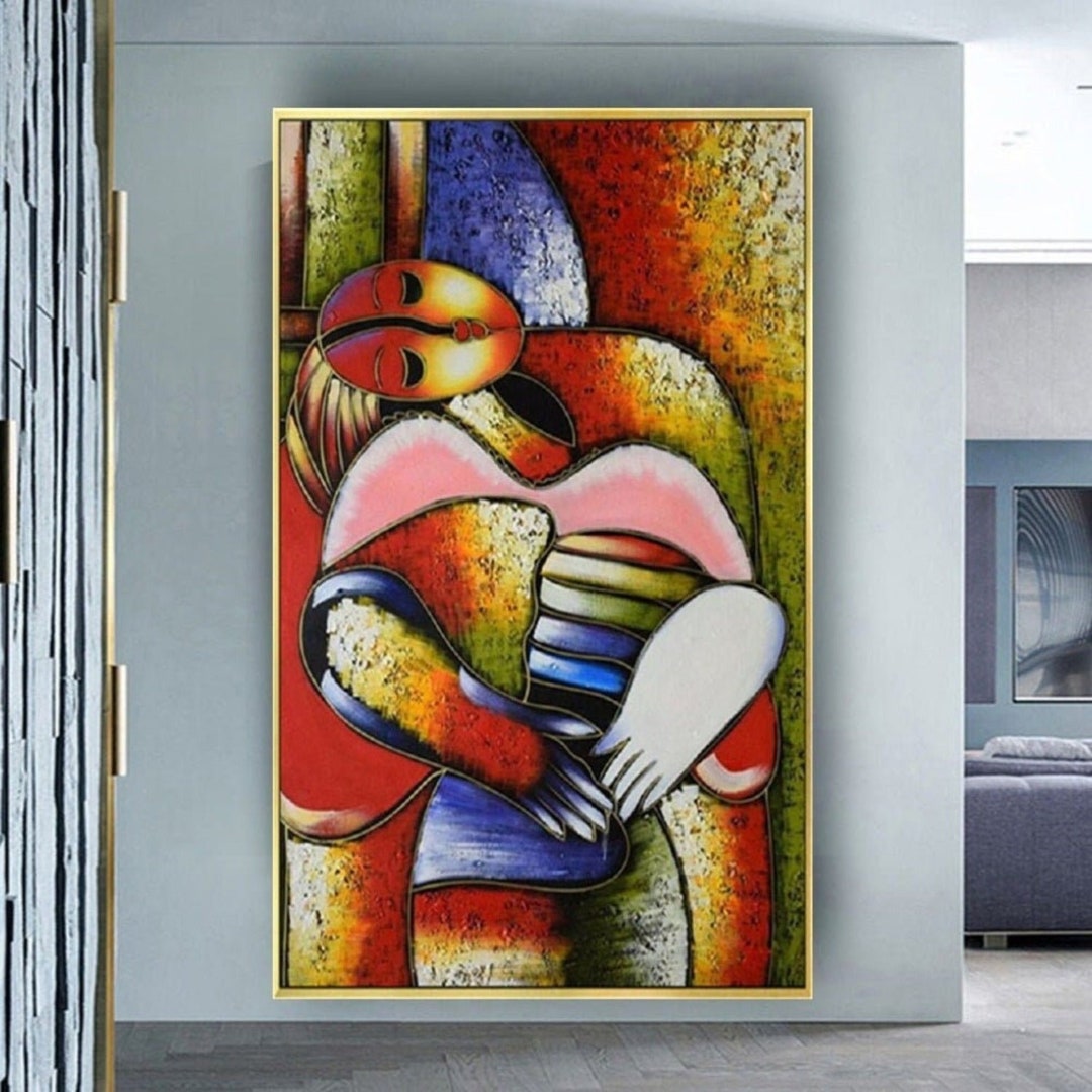 Picasso-inspired Abstract, Hand Painted Oil Art, Vibrant Cubist ...