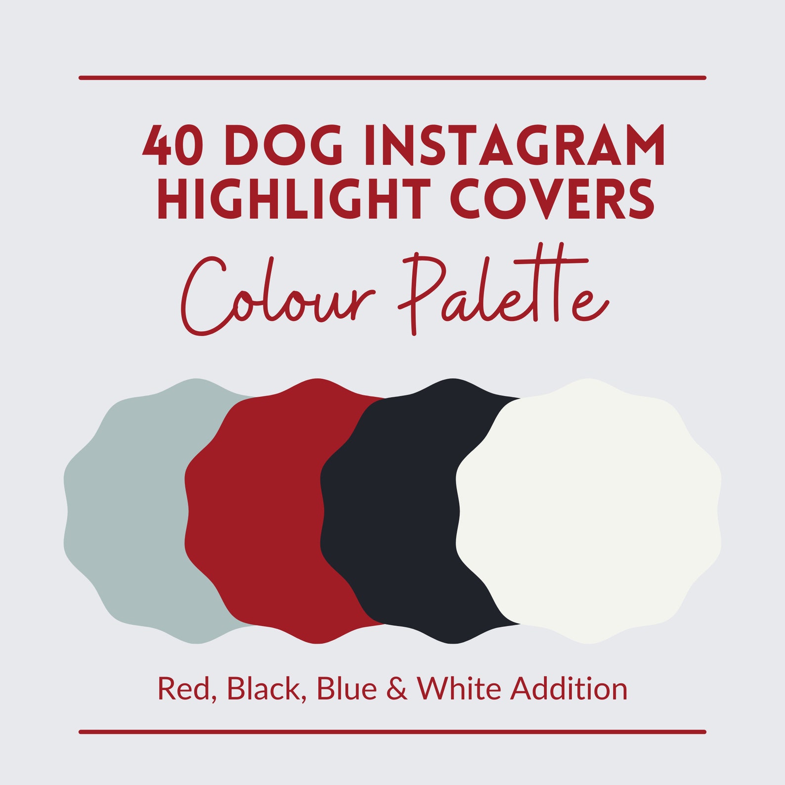Dog Illustrated Instagram Highlight Covers | Cute Pet Graphics | Red ...