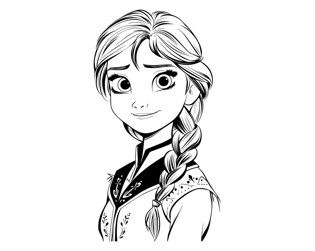 Anna Svg, Frozen Anna Svg, Frozen Anna Png, Anna Outline Svg, Cute Anna ...