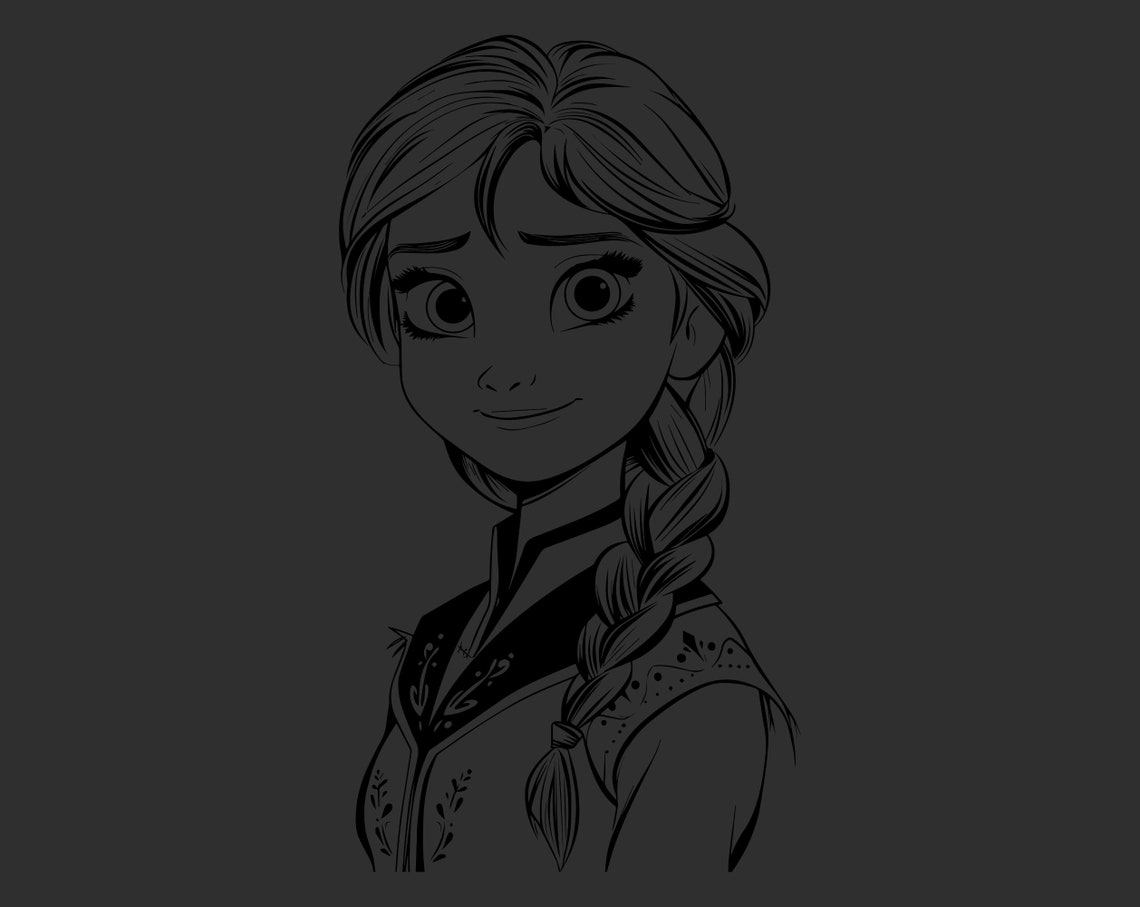 Anna Svg, Frozen Anna Svg, Frozen Anna Png, Anna Outline Svg, Cute Anna ...