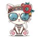 Cute Cat Png, Boho Kitty Png, Boho Kitty Clipart, Cute Cat Clipart ...