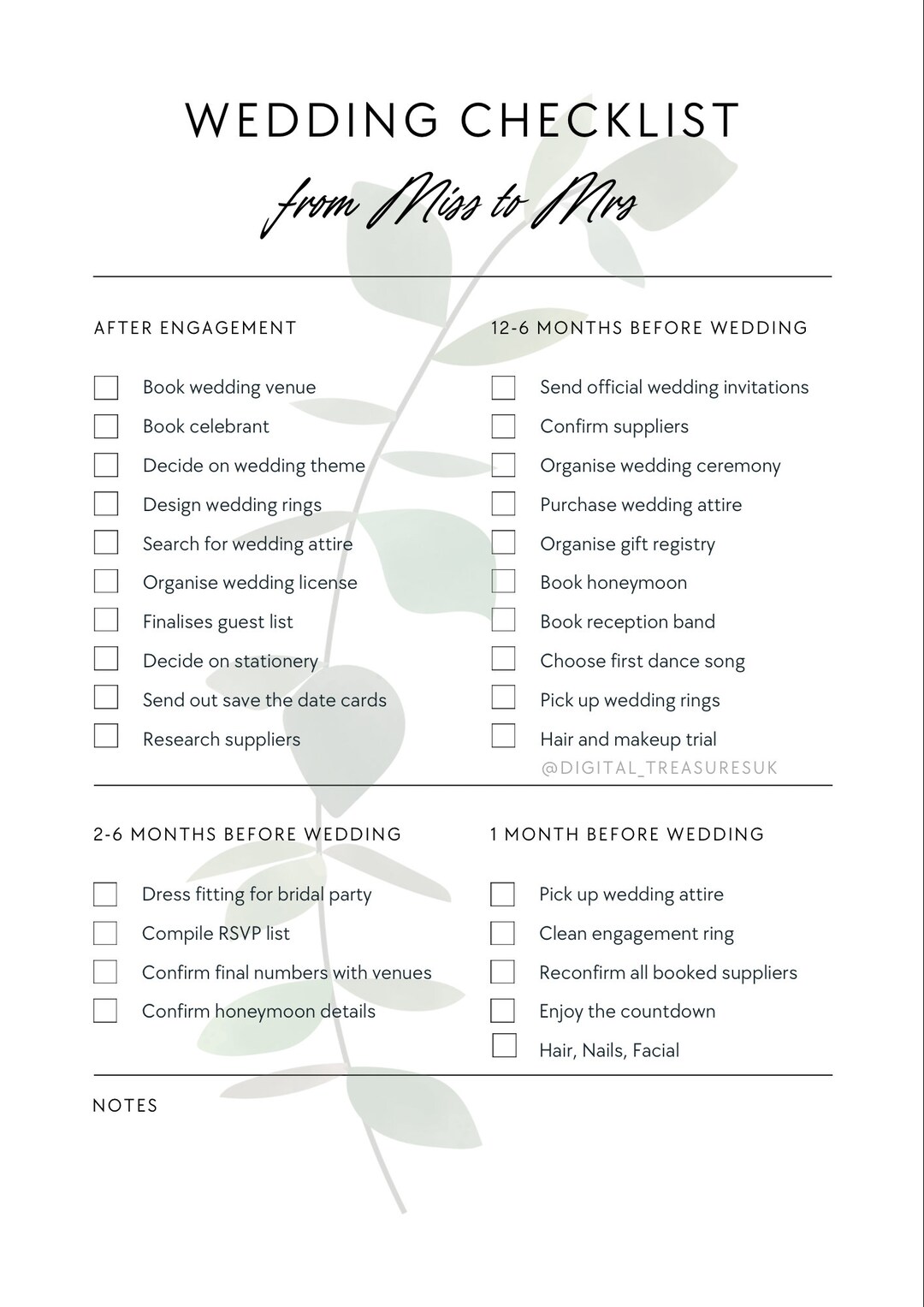 WEDDING CHECKLIST | Engagement Gift | Wedding Planner | Wedding Journal ...