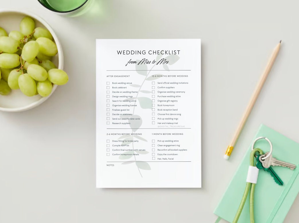 WEDDING CHECKLIST | Engagement Gift | Wedding Planner | Wedding Journal ...