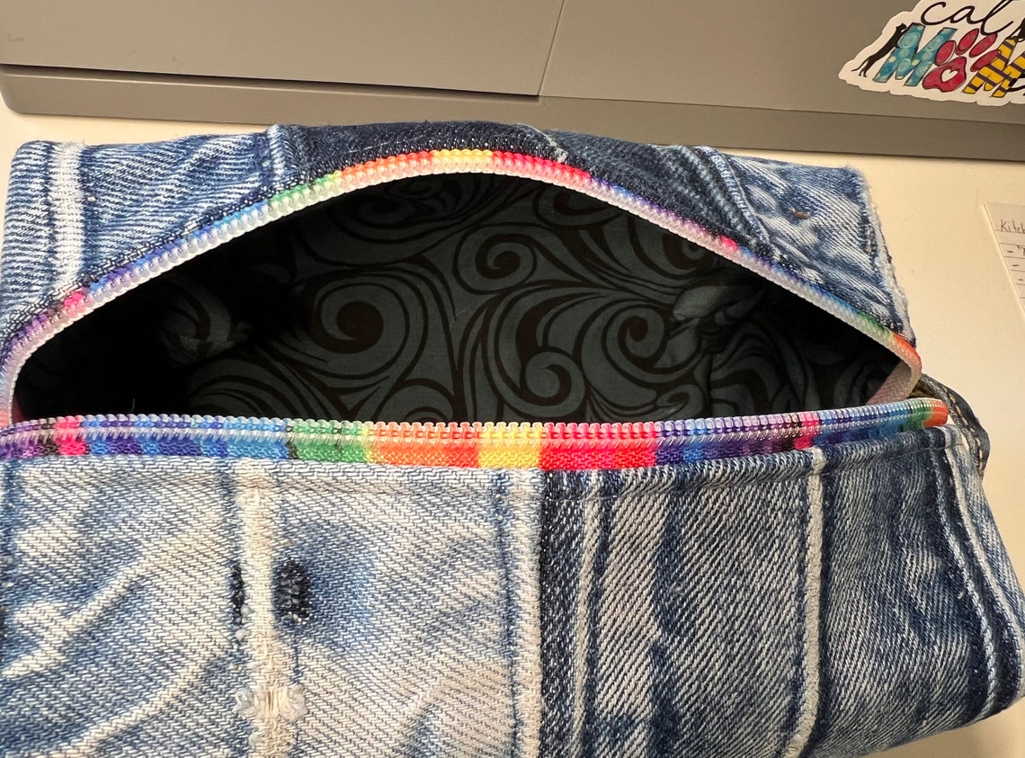 Upcycled Denim Boxy Pouch - Etsy