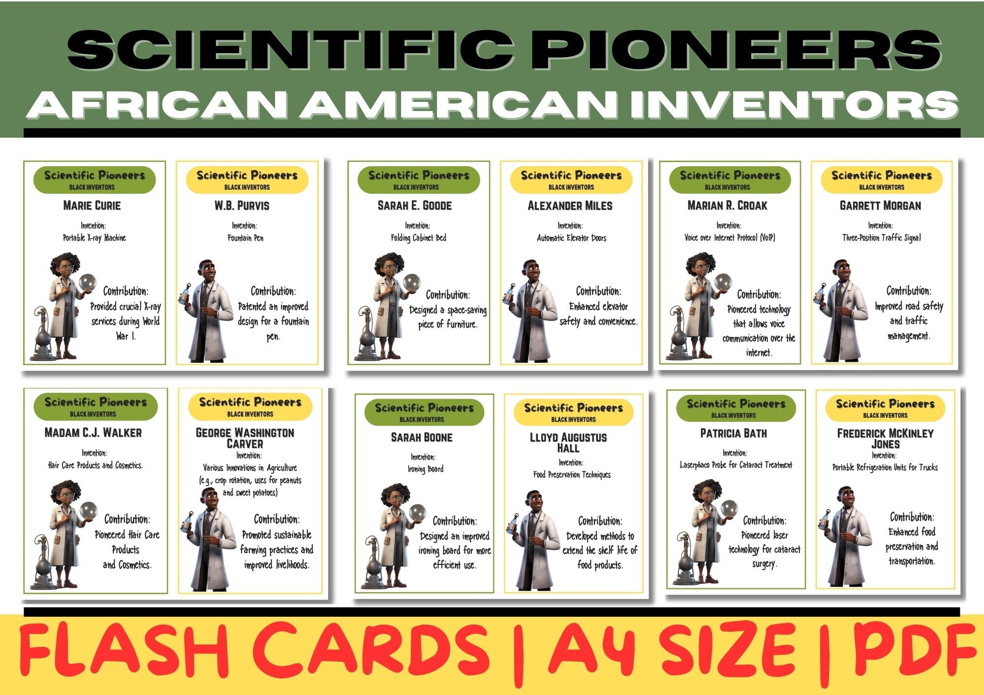 Black History Flash Cards Famous Black Inventors Homeschool Resources ...