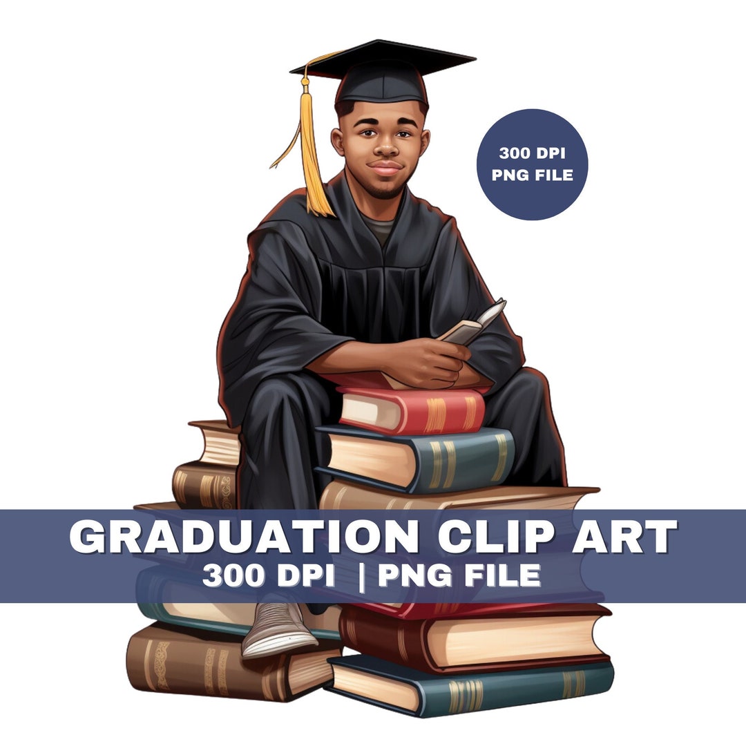 African American Male Graduation PNG 3 Black Clipart Graduation Stack ...