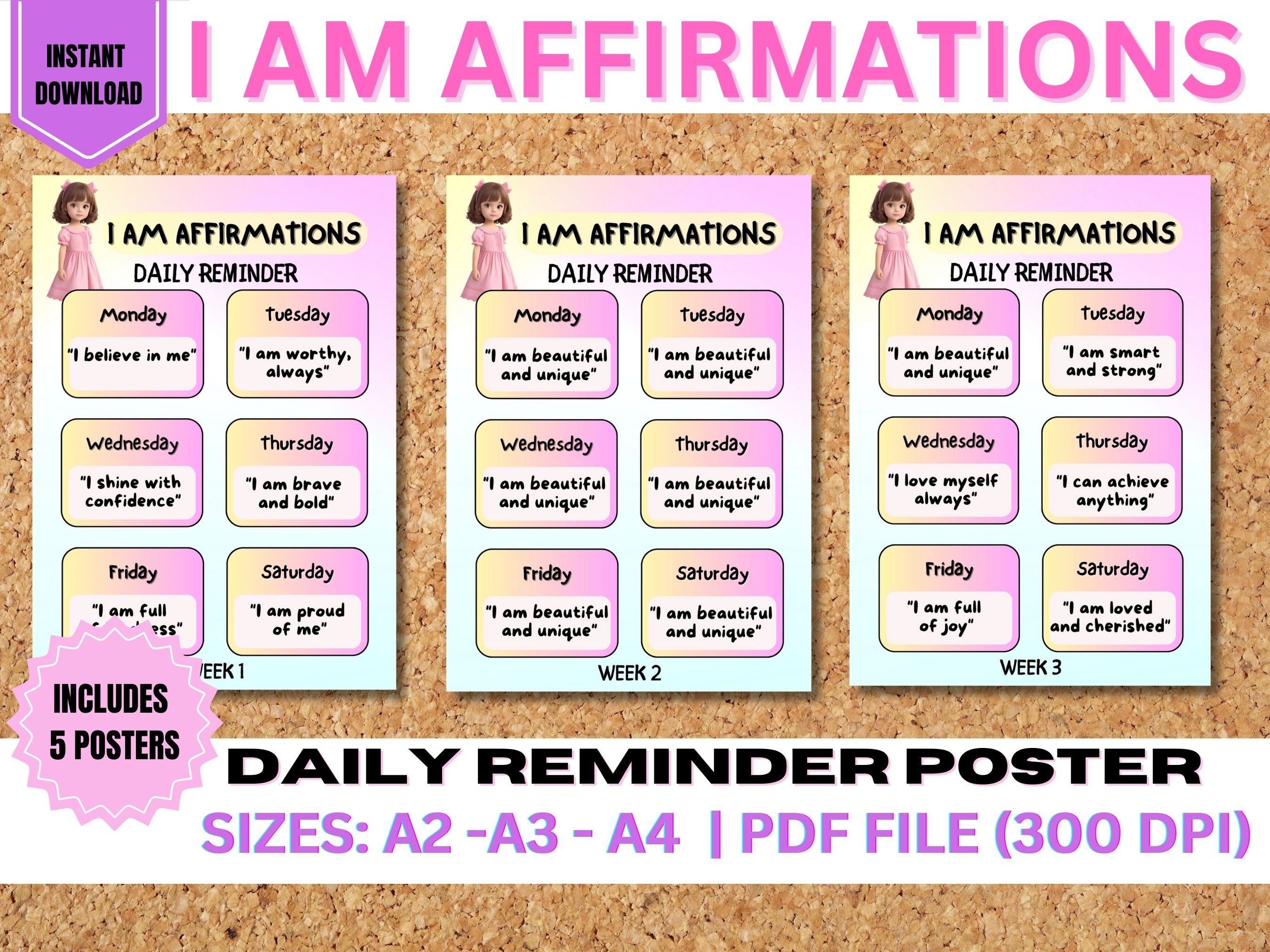 Poster Affirmations for Girls Printable Affirmations Poster - Etsy