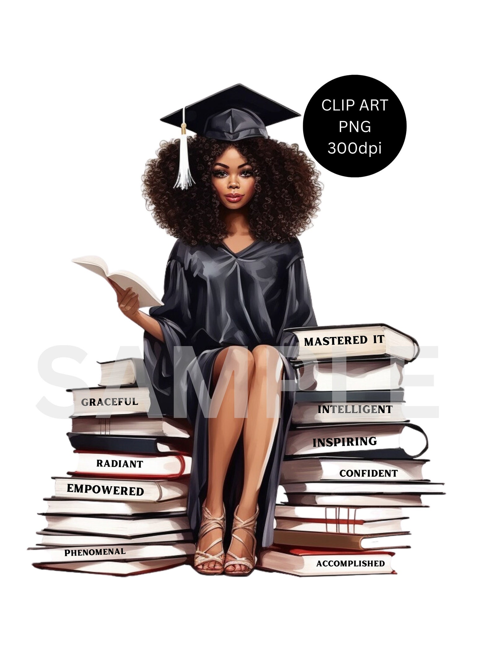 Black Woman Graduation PNG Class of 2023 Graduation Books Graduation ...
