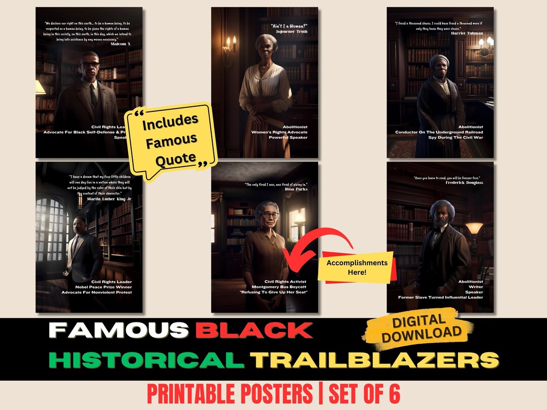 Famous Black Historical Trailblazers Printable Posters6 Inspiration ...
