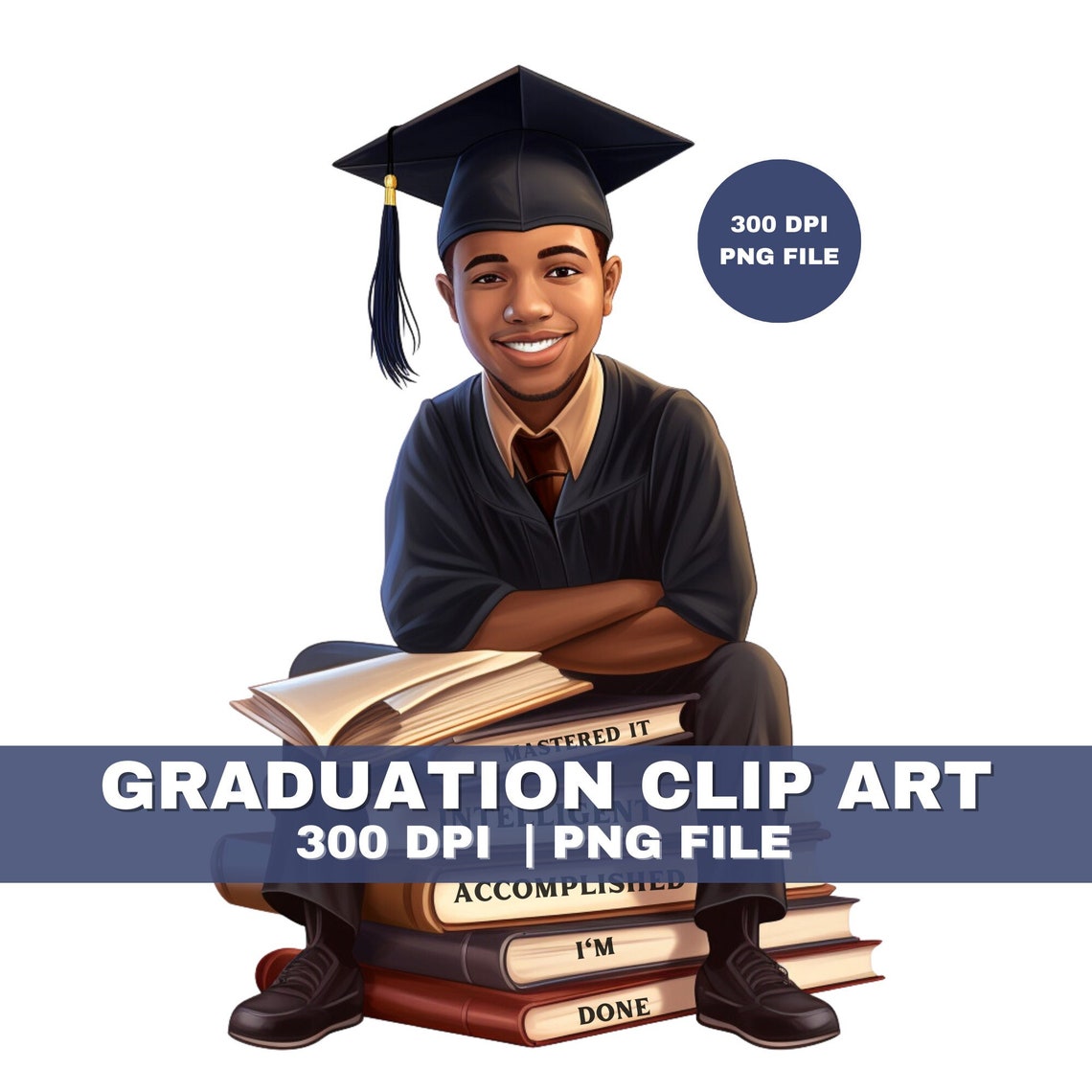 African American Male Graduation PNG 4 Black Clipart - Etsy