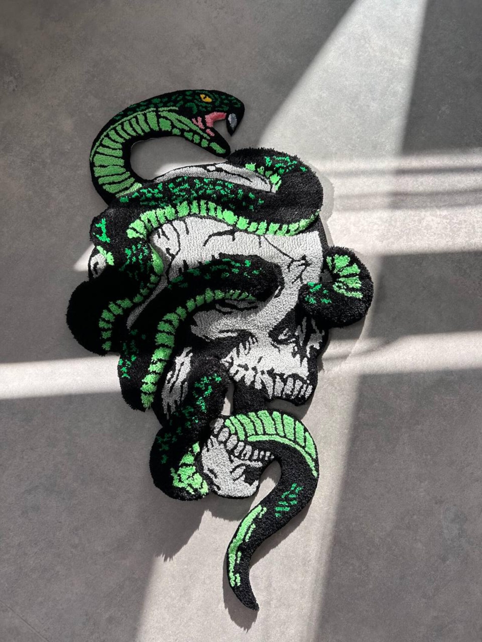 Snake and Skull Rug, Skeleton Rug, Skull Shape Handmade Rug, Tufted Rug ...