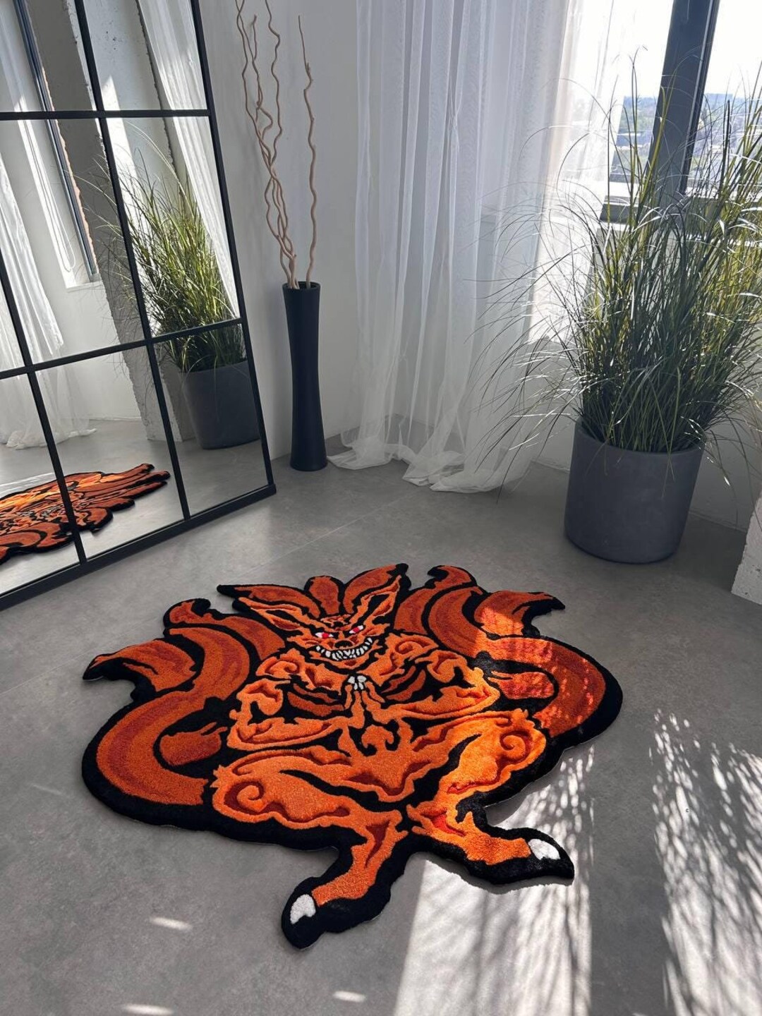 Fox Rug, Anime Rug, Demon Fox Rug, 9 Tail Fox, Fluffy Animal Rug ...