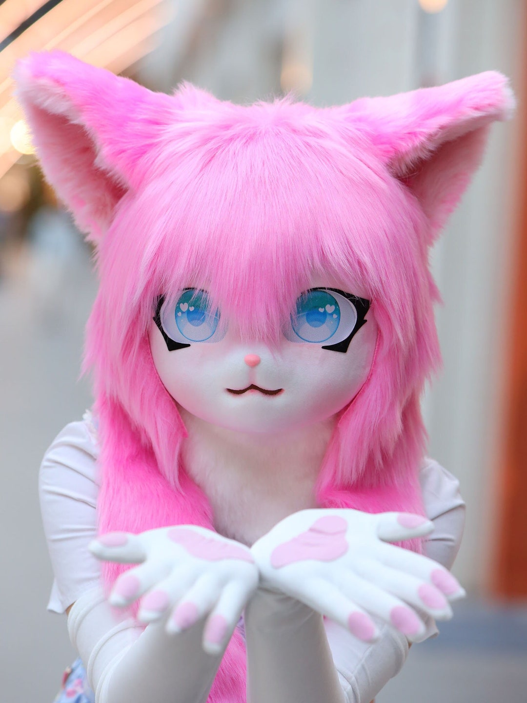 Pink Furry Kig Mask Head Kig Fursuit Mask Head Kig Kemono - Etsy