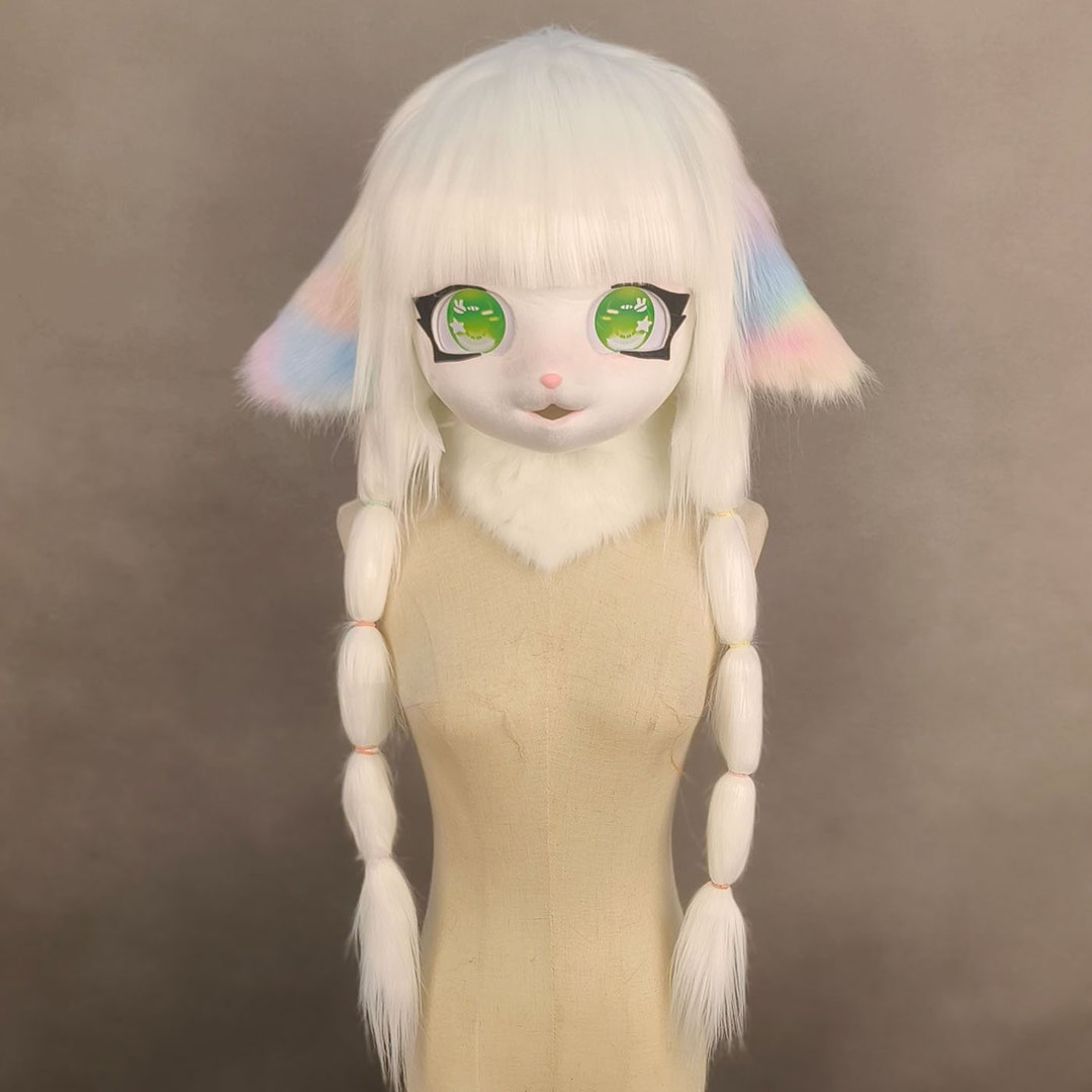 White Kig Furry Mask Head Cat Fursuit Mask Head Kig Kemono - Etsy Australia
