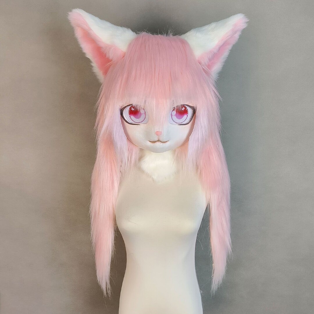 Pink Kemono Kig Mask Head Pink Furrysuit Mask for Costume - Etsy