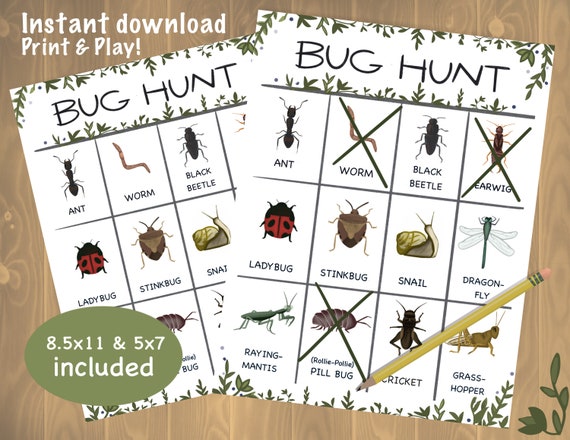 Kids Bug Hunt Activity Leaves Printable Backyard Nature - Etsy