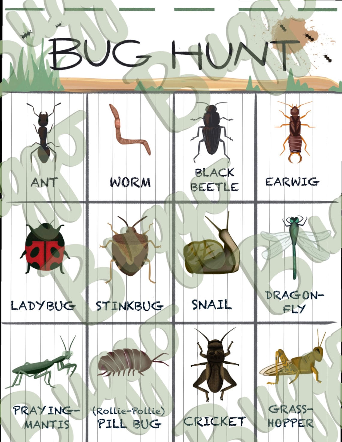 Kids Mud Bug Scavenger Hunt Printable Digital Download Backyard Nature ...