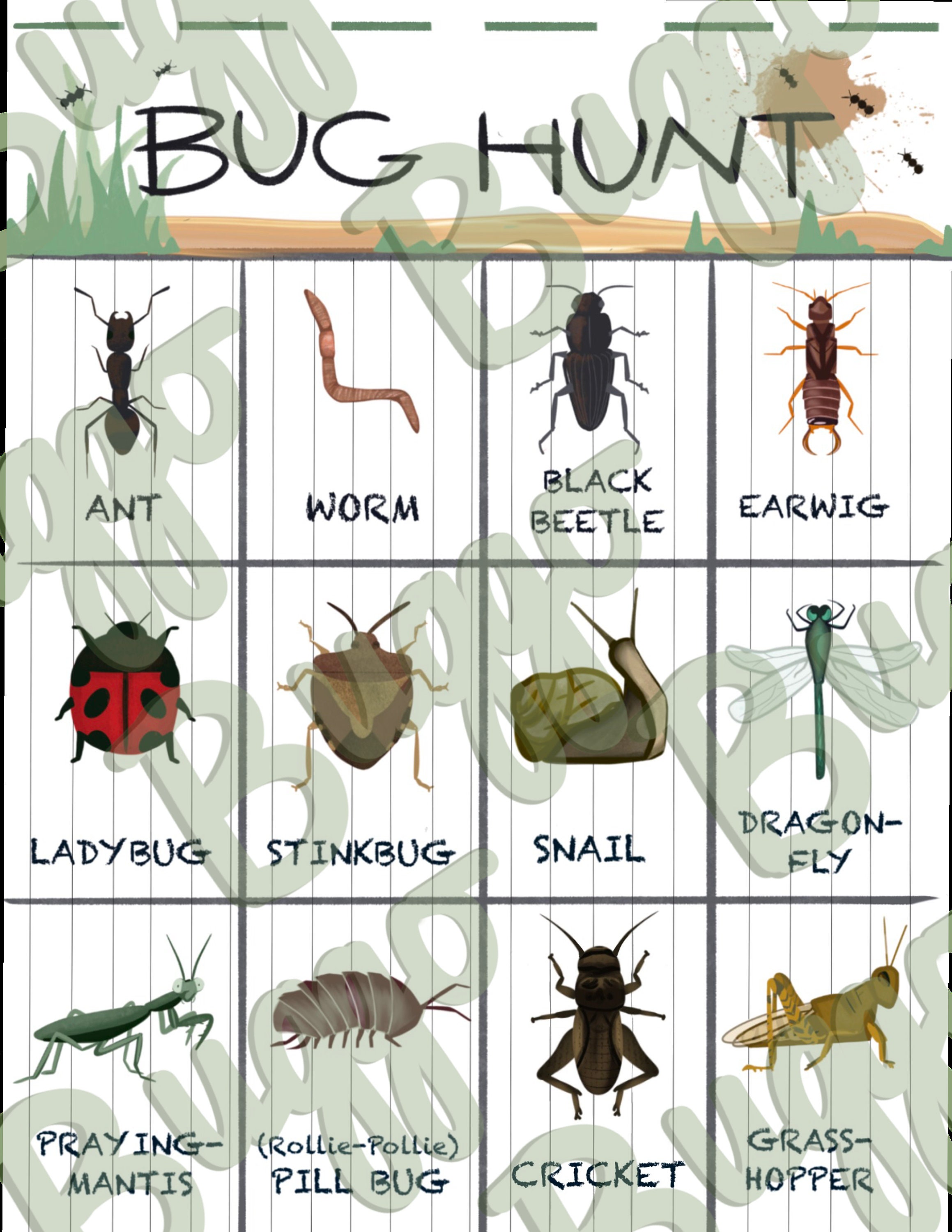 Kids Mud Bug Scavenger Hunt Printable Digital Download Backyard Nature ...