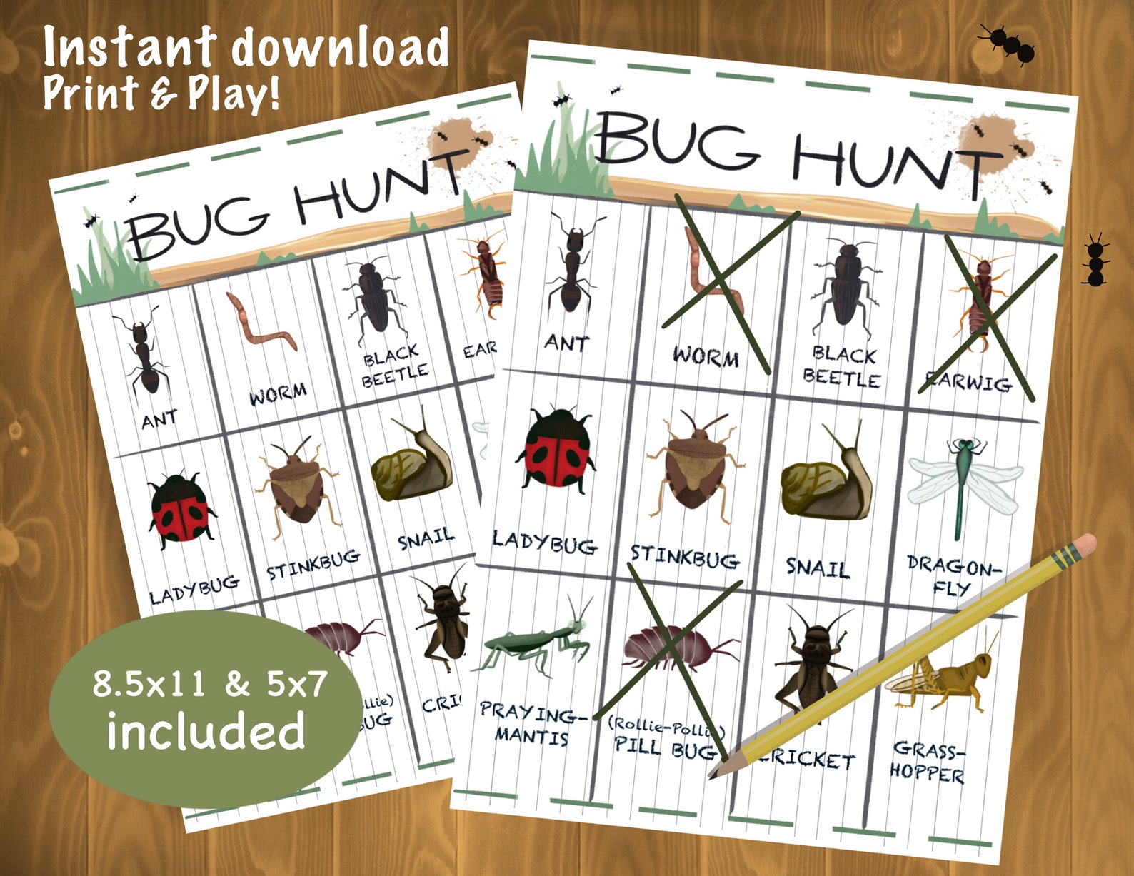 Kids Mud Bug Scavenger Hunt Printable Digital Download Backyard Nature ...