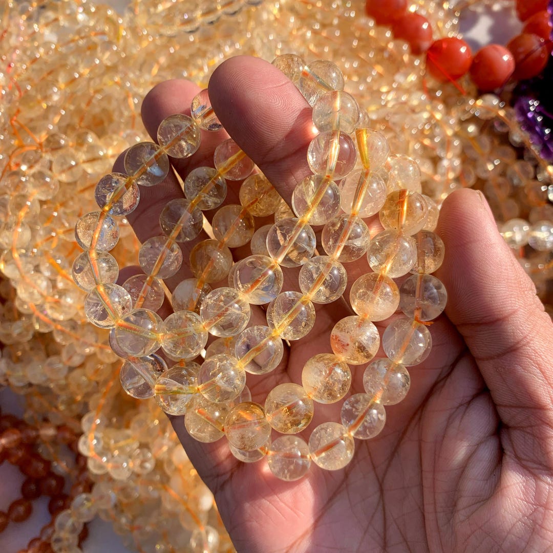 Rainbow Citrine Bead Bracelet Exquisite Healing Crystal Jewelry Perfect ...