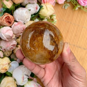 1PC 6.5cm Golden Healer Sphere, Gold Hematoid Quartz Sphere, Golden ...