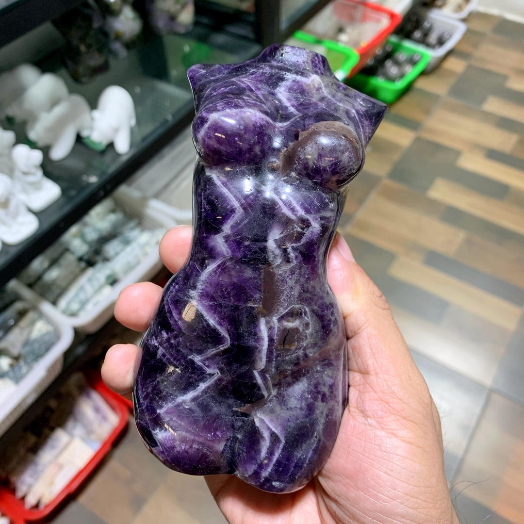 Amethyst Carved Female Body Model: Chevron Healing Stone, Spiritual ...