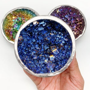 Blue, Purple & Rainbow Bismuth Crystal Bowl 10.5cm Healing Energy ...