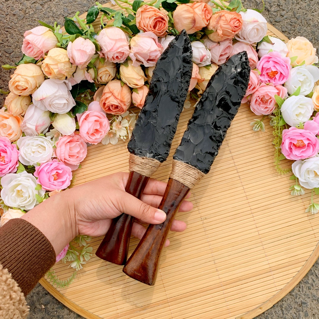 Handmade Obsidian Knife Quartz Sword Quartz Carved Meditation Crystals ...