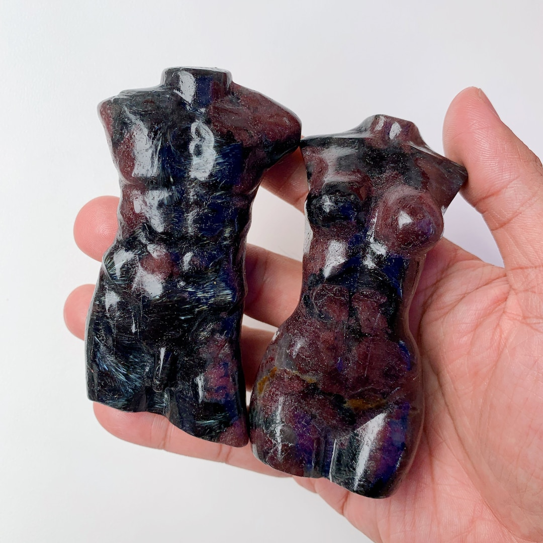 1PC Astrophyllite Garnet Carved Models, 10cm Male & Famale Figurines ...