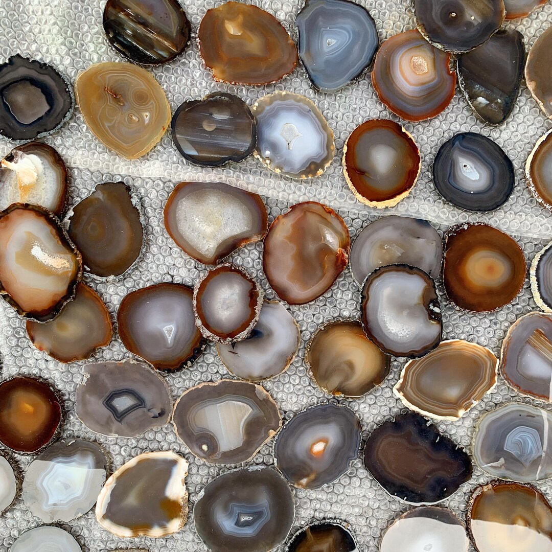 Natural Agate Slice With Display Stand: Healing Crystal Desk ...