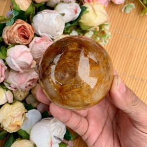 1PC 6.5cm Golden Healer Sphere, Gold Hematoid Quartz Sphere, Golden ...
