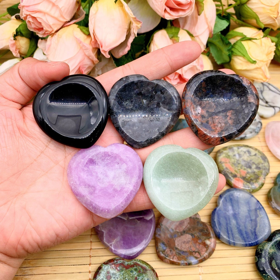 Crystal Heart Worry Stone: Chakra Healing Palm Stone, Christmas Gift - Etsy