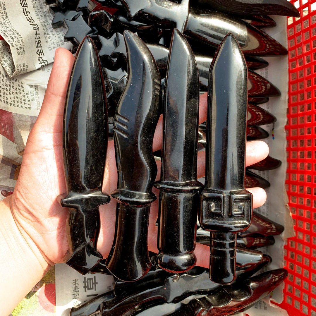 Natural Obsidian Knife Quartz Crystal Sword Quartz Knife Dagger Quartz ...