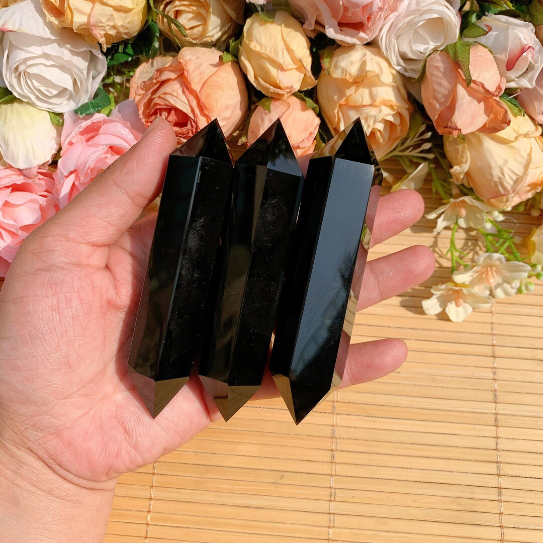 Black Obsidian Polished Double Terminated Obelisk Double Points ...