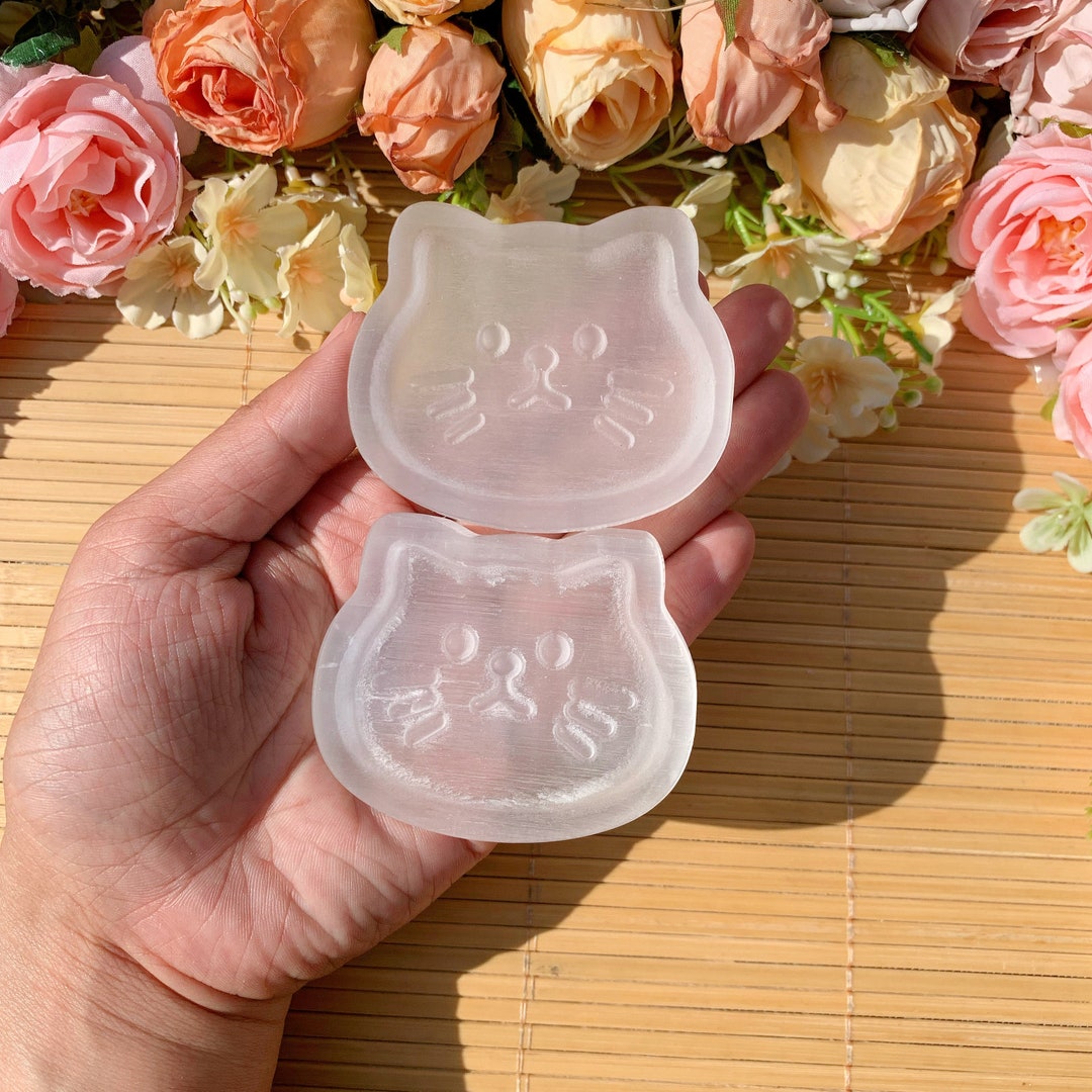 Natural Selenite Charging Cat Bowls Selenite Crystals Selenite Charging ...