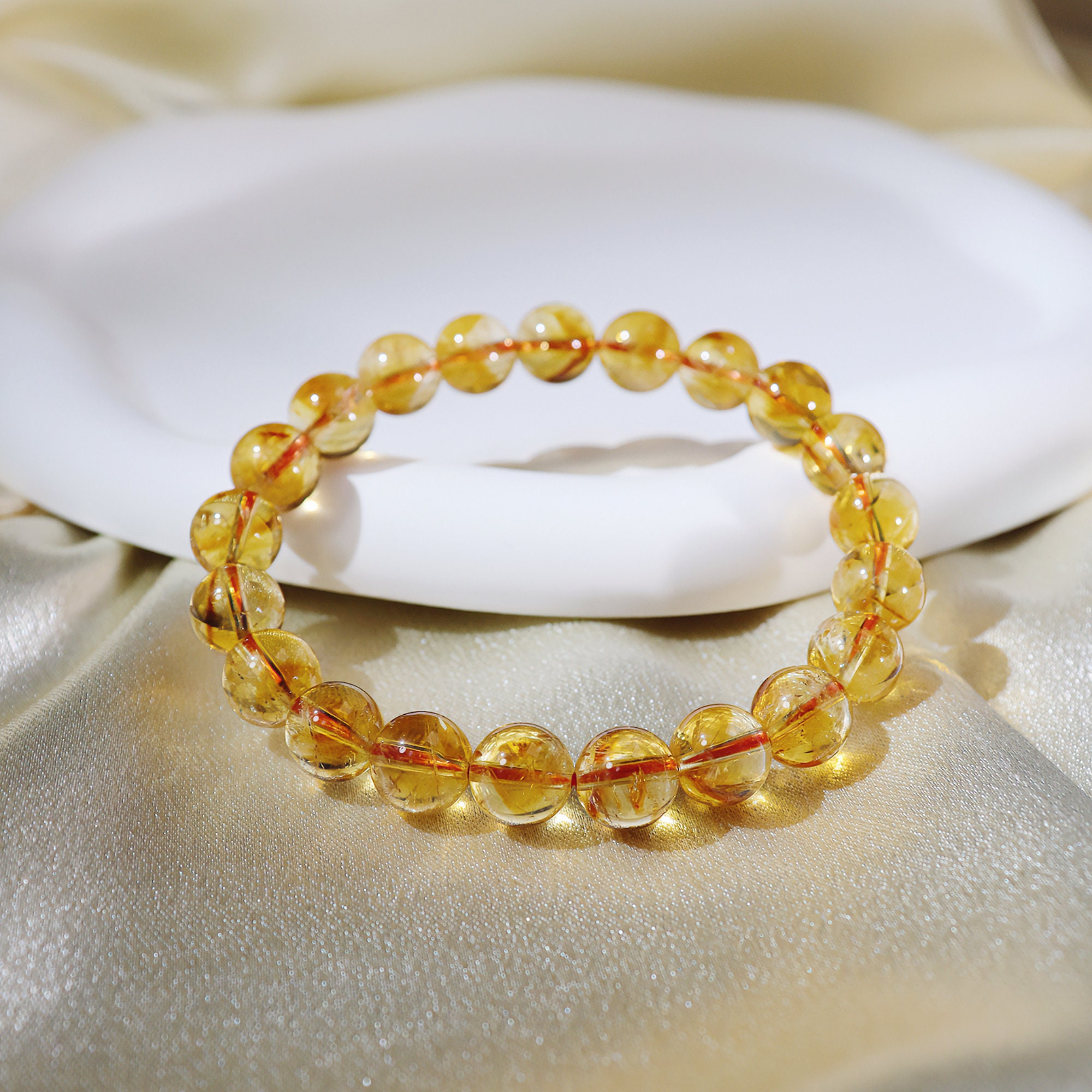 Rainbow Citrine Bracelet: 9mm Brazilian Crystal, Abundance Stone ...