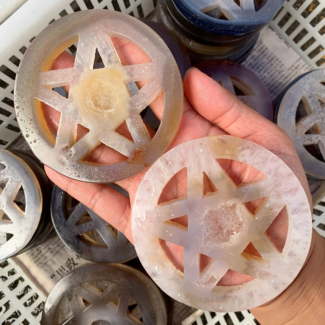 Geode Agate Pentacle: Crystal Amplifier, Chakra Balancer (10 Cm ...